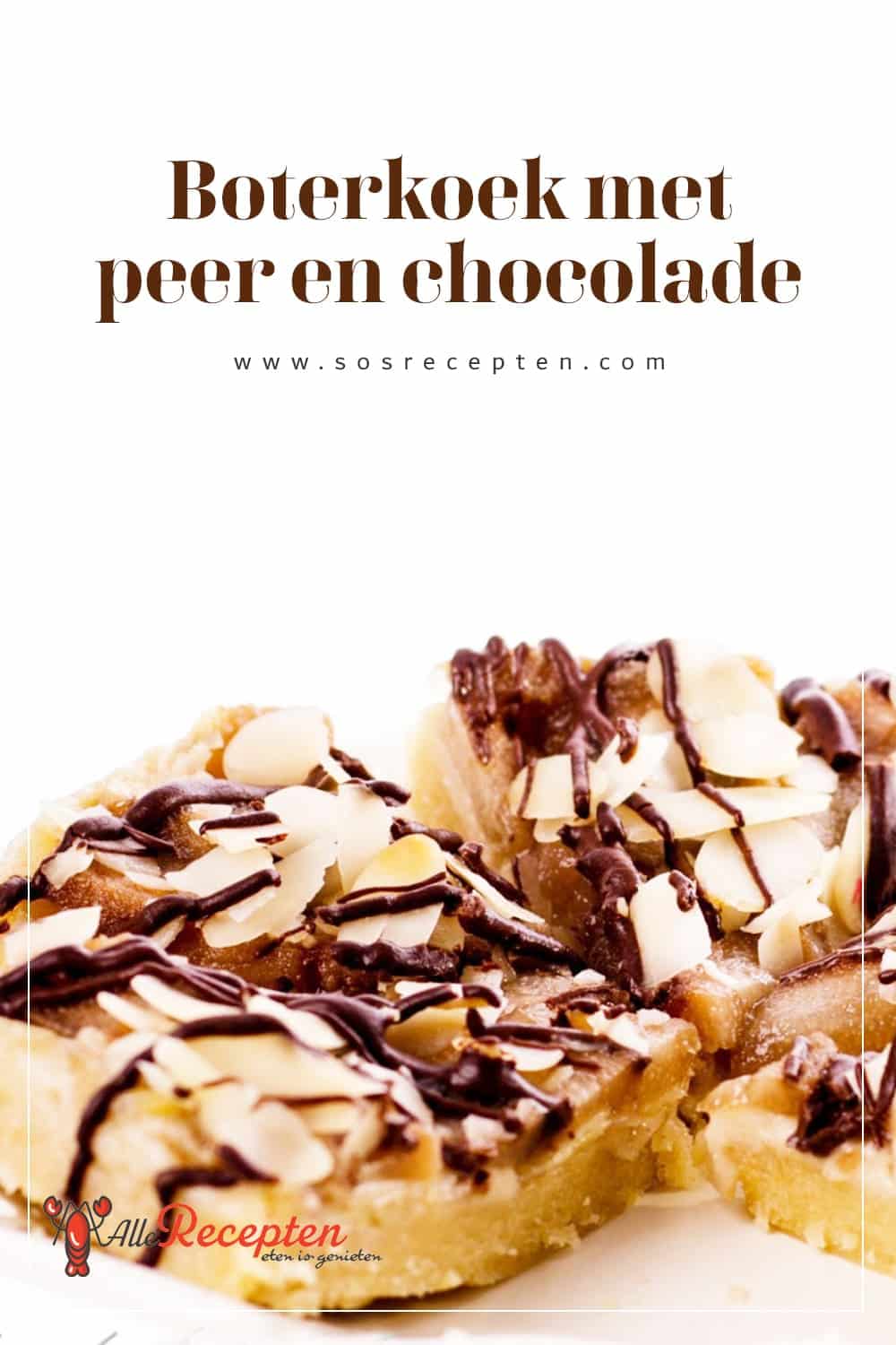 Boterkoek met peer en chocolade - Sos Recepten